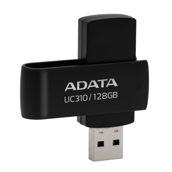 128GB AData UC310 USB 3.2 Flash Drive - Black Capless Swivel
