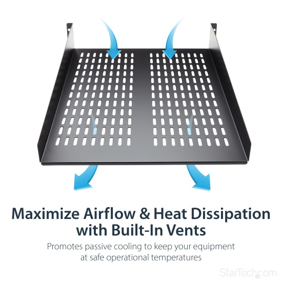 StarTech.com 2U Server Rack Shelf - Universal Vented Rack Mount ...