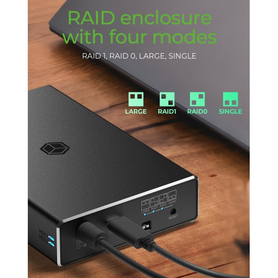 ICY BOX RAID enclosure for 2x HDD/SSD USB 3.2 Gen 2 Type-C® / Type-A ...