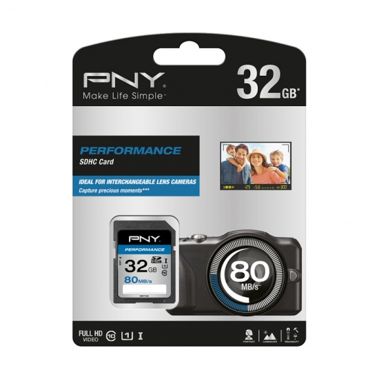 32GB PNY Performance SDHC UHS-I CL10 Memory Card (80MB/sec)