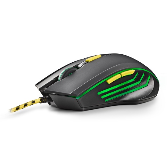 NGS GMX-123, Wired Gaming Mouse with LED Lights and Braided Cable, Black