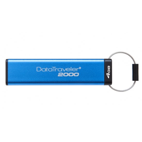 4GB Kingston DataTraveler 2000 Encrypted USB Flash Drive - Blue