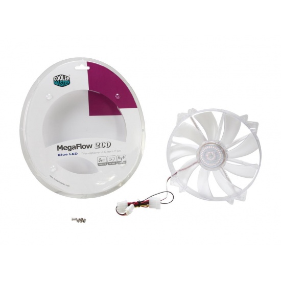 Cooler Master Megaflow 200 LED 200mm Silent Computer Case Fan - Blue