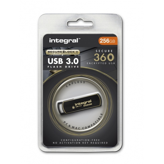 256GB Integral Secure 360 Encrypted USB3.0 Flash Drive (256-bit AES ...