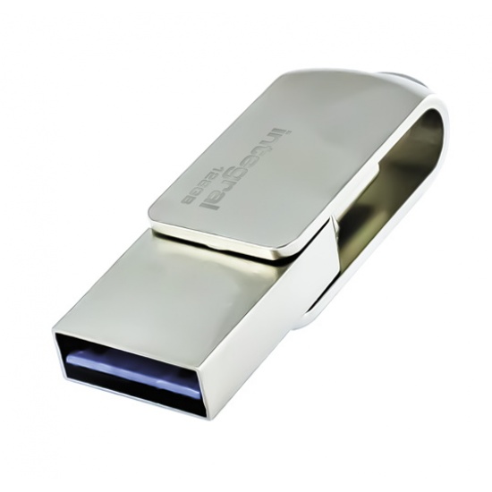 128GB Integral 360-C DUAL USB-C and USB-A 3.0 Flash Drive Capless Metal ...