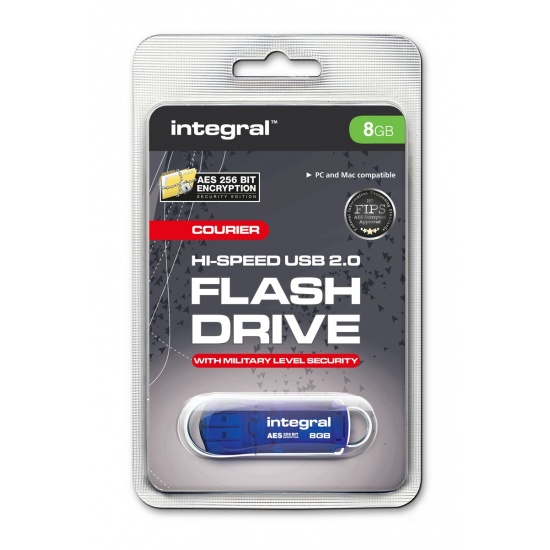 8GB Integral Courier FIPS 197 Encrypted USB2.0 Flash Drive 256-bit ...