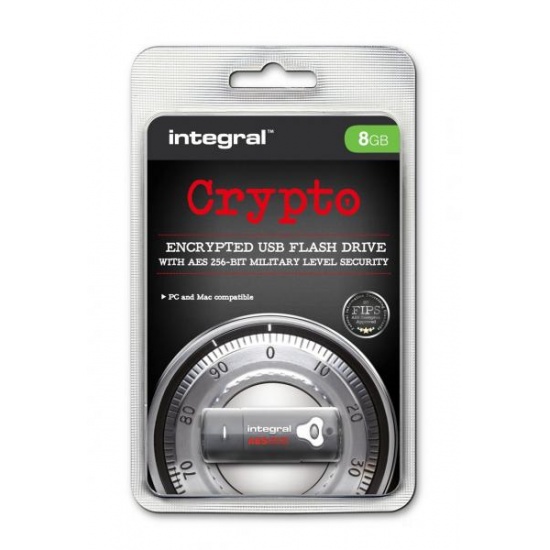 8GB Integral Crypto Drive FIPS 197 Encrypted USB Flash Drive (256-bit ...