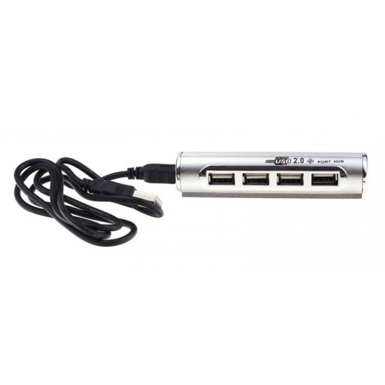4-port USB Hub USB2.0 - Silver Cylinder Design