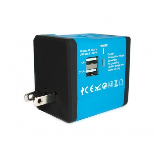 Rainbow Series Worldwide Travel Power Adapter with 2 USB ports (5V / 2 ...