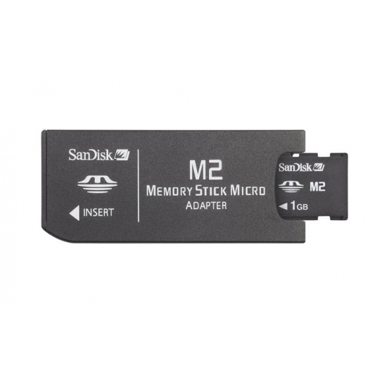 1GB Sandisk Memory Stick Micro (M2) Memory Card w/MS PRO Duo adapter (bulk)