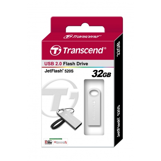 32GB Transcend JetFlash 520S Silver Plated USB Flash Drive