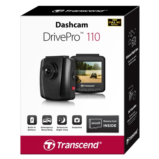 Transcend DrivePro 110 Car Video Recorder Dash Cam Full HD 1080p/30FPS ...