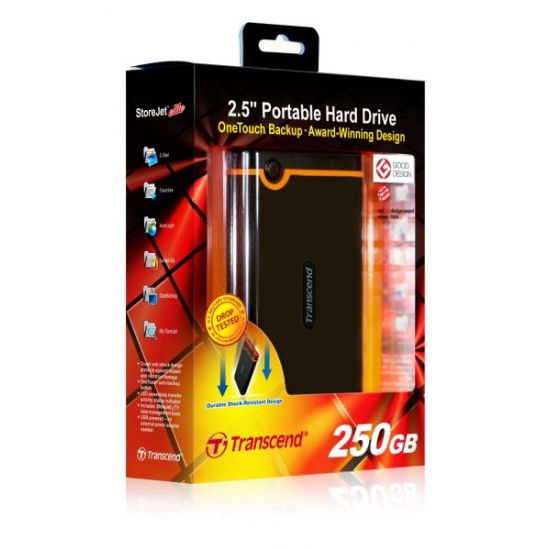 250GB Transcend StoreJet 25 Mobile External 2.5" Hard Drive Shock-Resistant