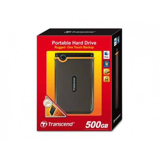 500GB Transcend StoreJet 25M2 Mobile External 2.5-inch Hard Drive Shock ...