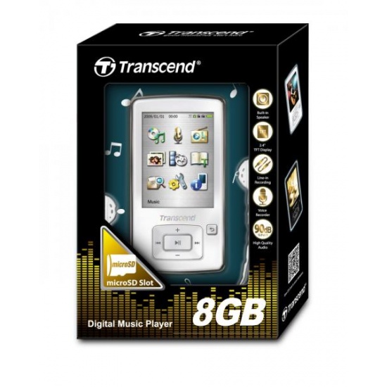 8GB Transcend MP870 Digital Music Player w/ FM Radio, Voice Recorder ...