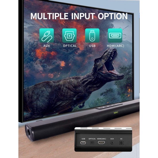 VMAI S5 60W Sound Bar for TV with Built-in Subwoofer, Wired & Wireless ...