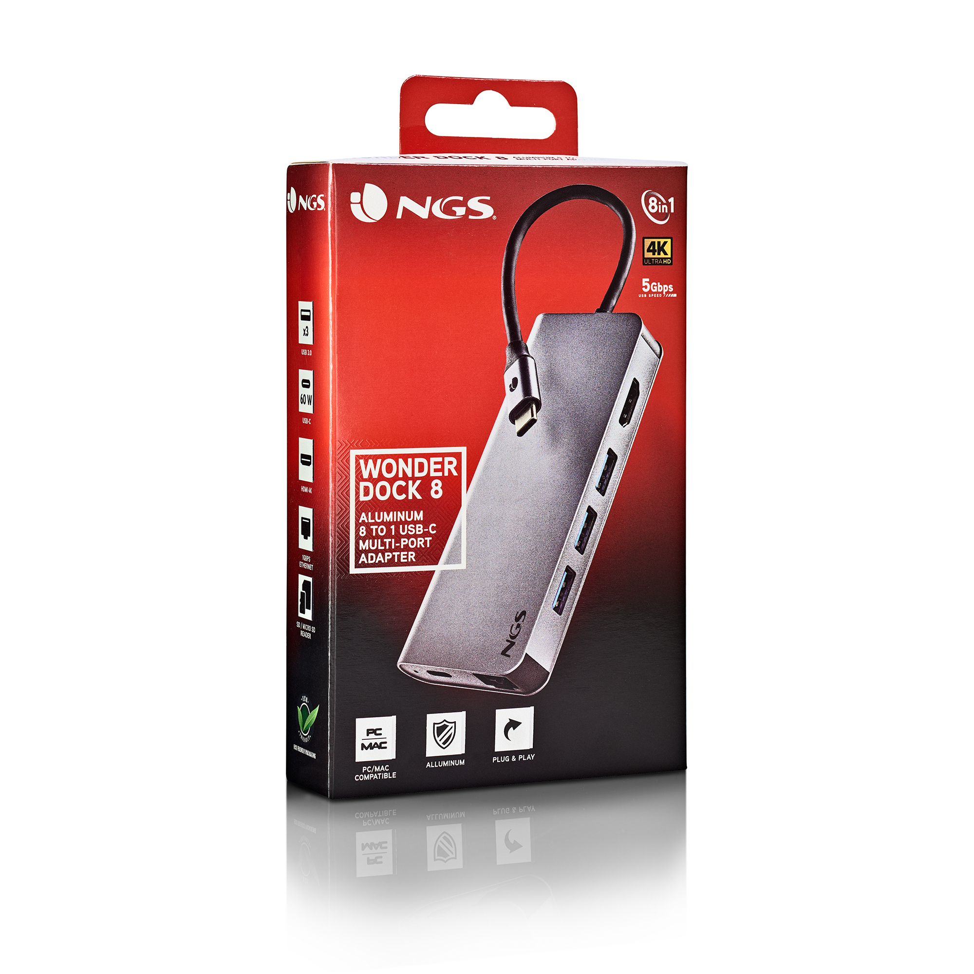 NGS 8 TO 1 USB-C Multiport Adapter, WONDERDOCK8
