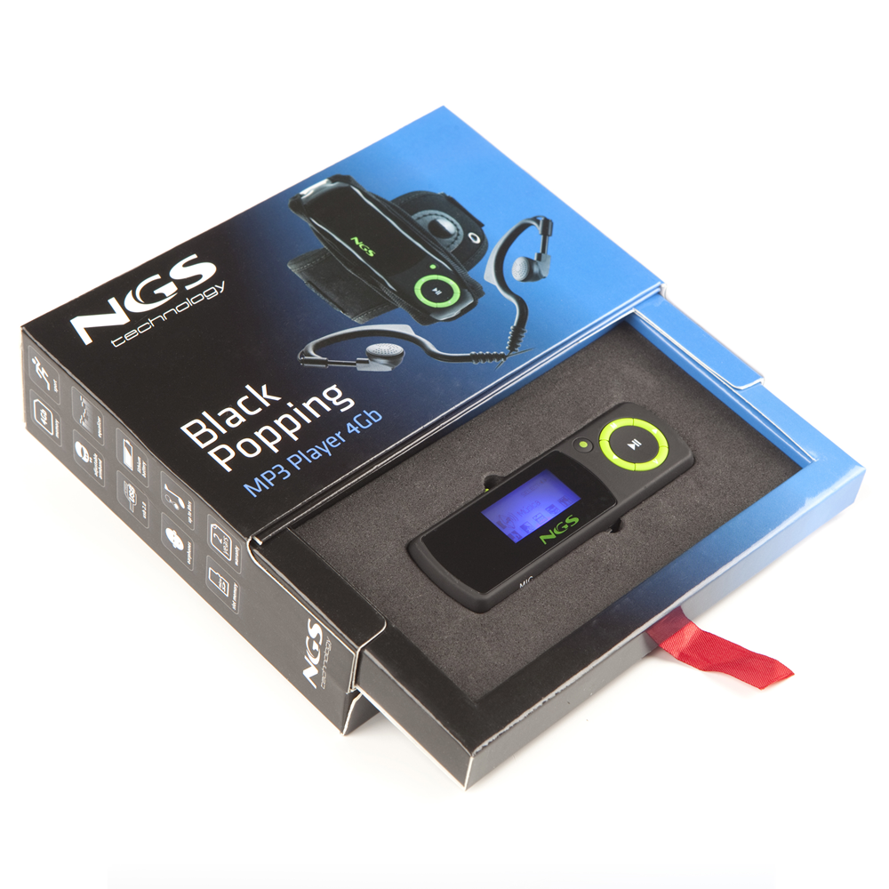 NGS Black Popping 4GB MP3 Player with FM Radio, SD Card Slot + Armband