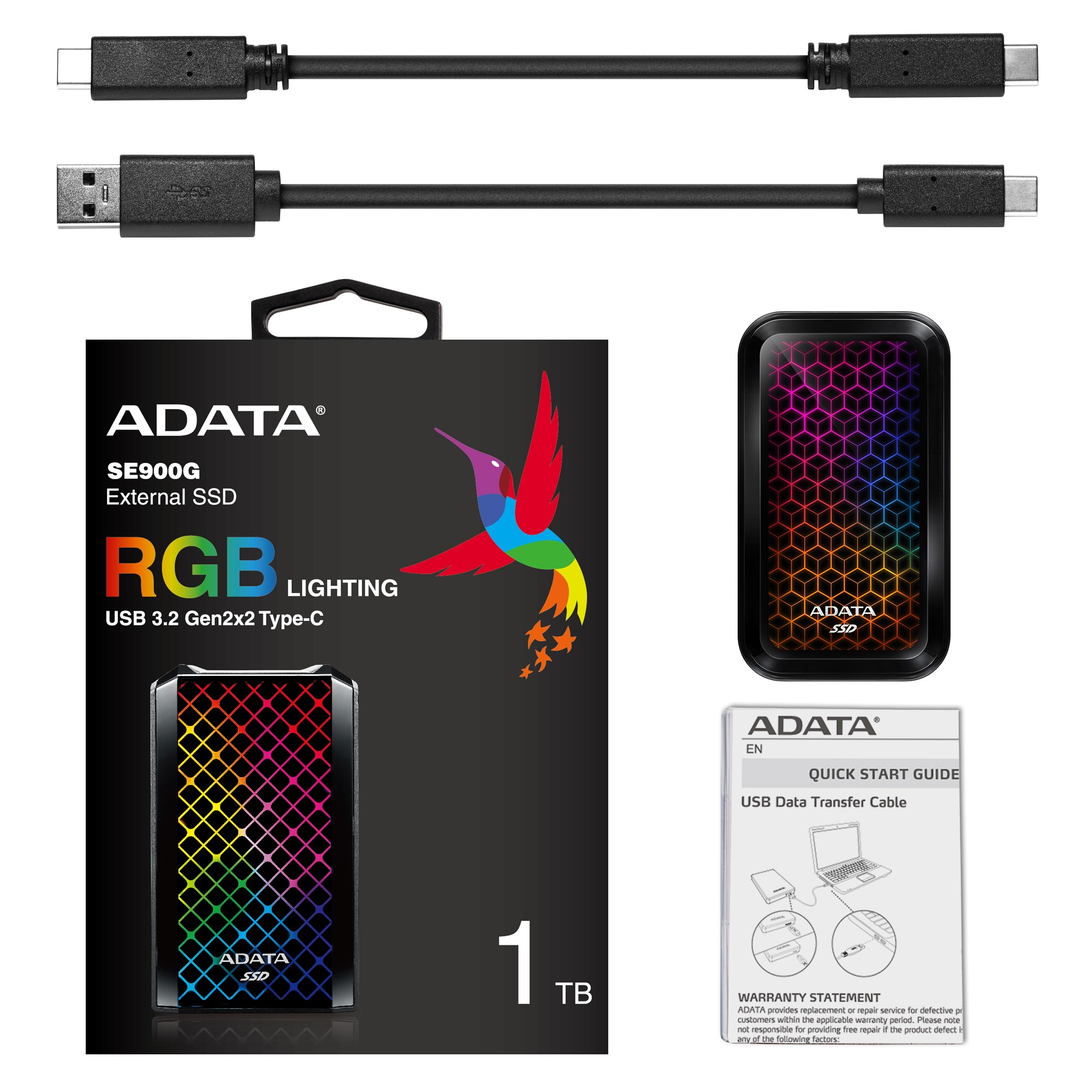 1TB AData SE900G External SSD RGB Lighting USB3.2 Gen2x2 Type-C