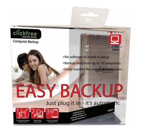 160GB ClickFree Portable Backup Drive HD801 (silver)