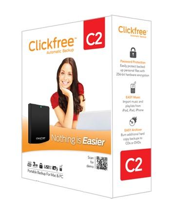 1TB Clickfree C2 Automatic Computer Backup Drive - USB3.0 Portable Edition