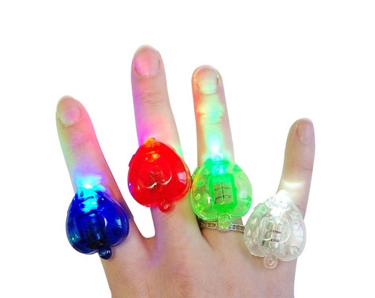 LED Laser Finger Light Torch, pack of 4, heart shaped