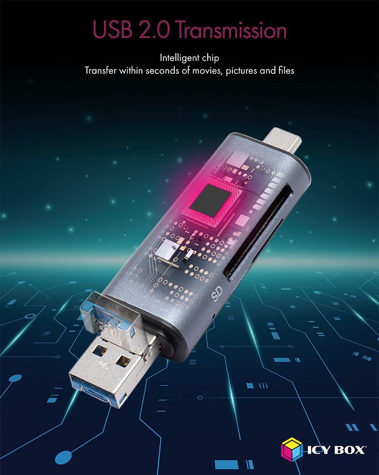 ICY BOX IB-CR200-C card reader USB 2.0 Black