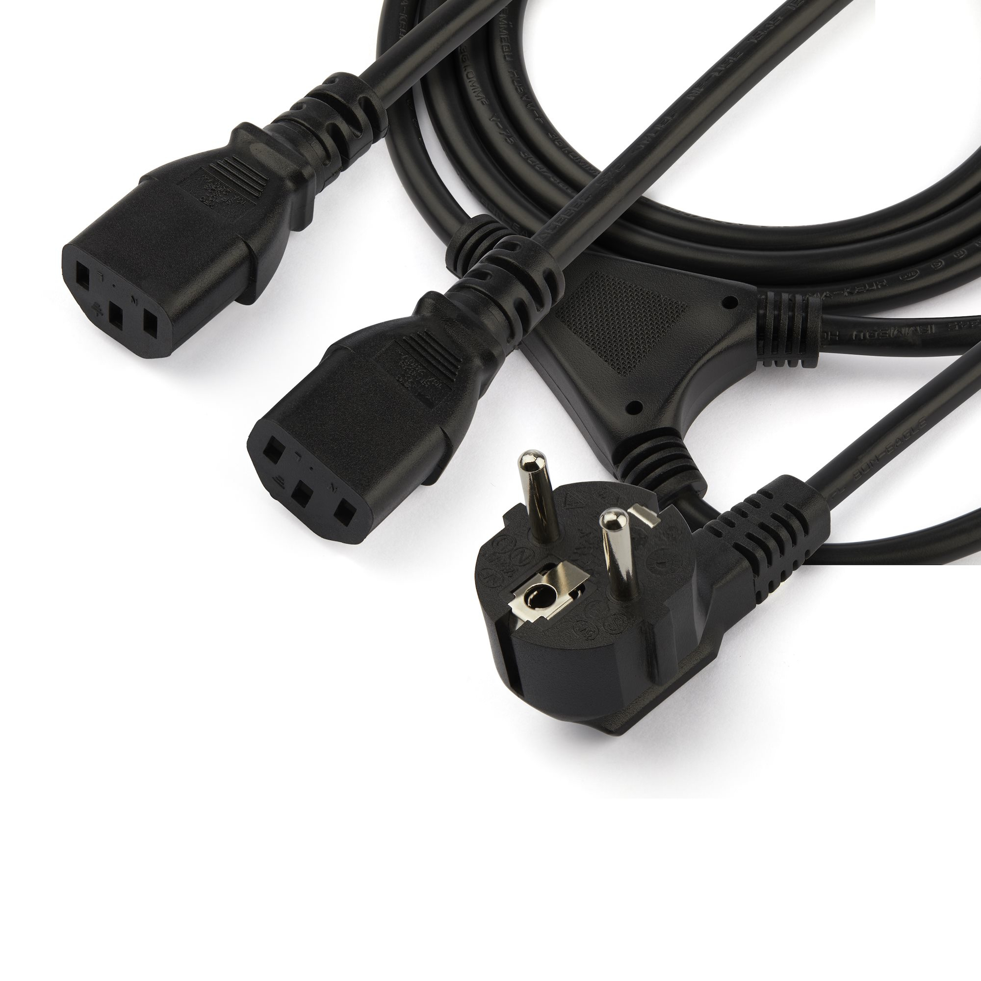 StarTech.com 2m (6ft) Computer Power Y Cord, 18AWG, EU Schuko to 2x C13 ...