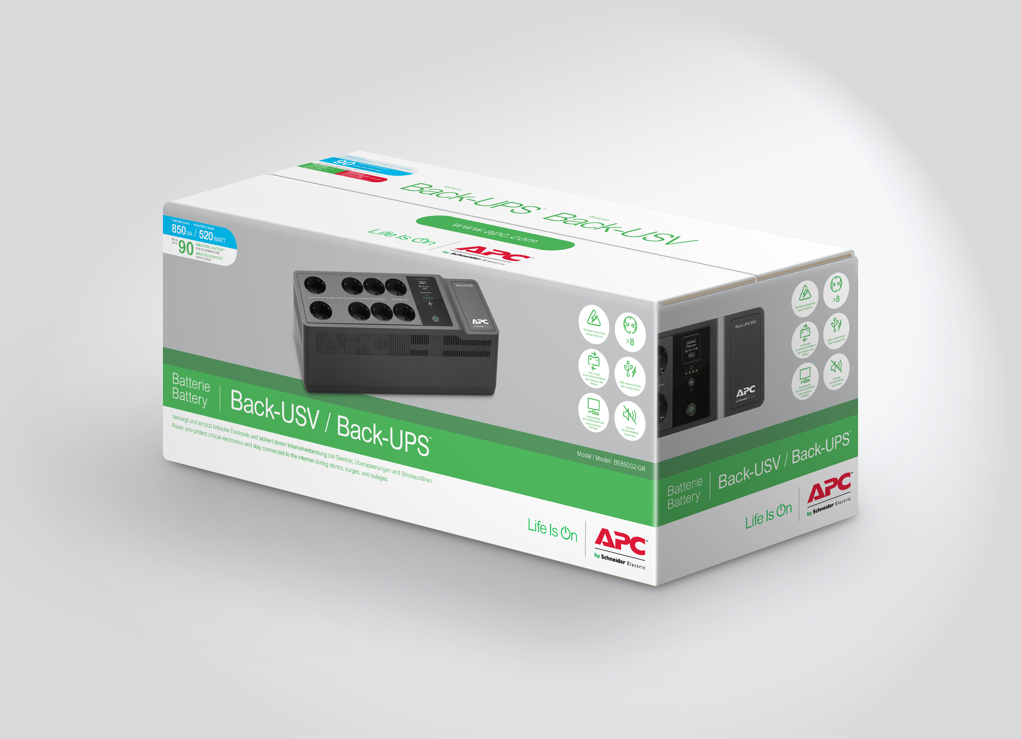 APC Back-UPS 850VA 230V USB Type-C and A charging ports