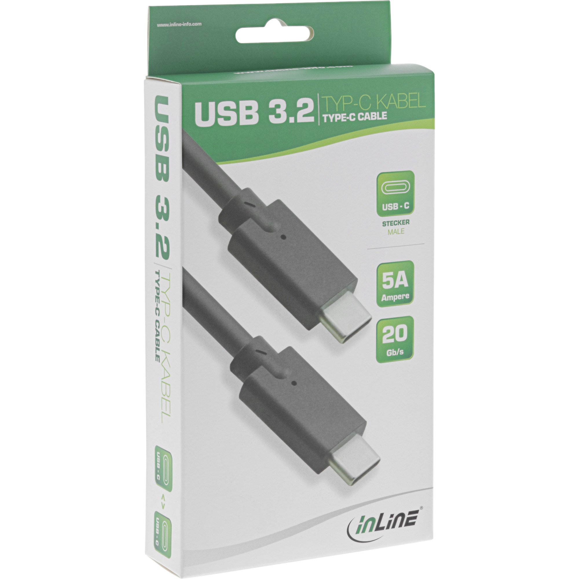 InLine USB 3.2 Gen.2x2 Cable, USB-C male/male, black, 1m