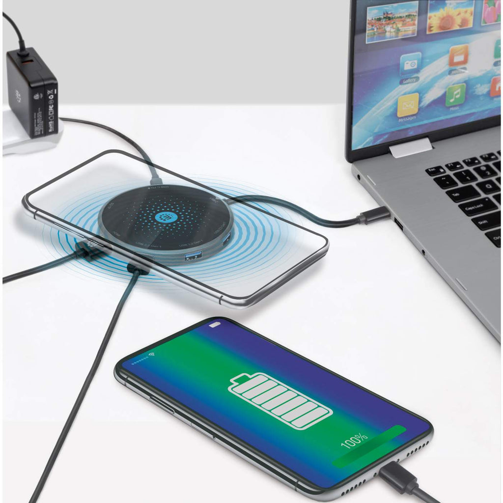 Manhattan USB-C Dock/Hub with Card Reader and Wireless Charging Pad ...