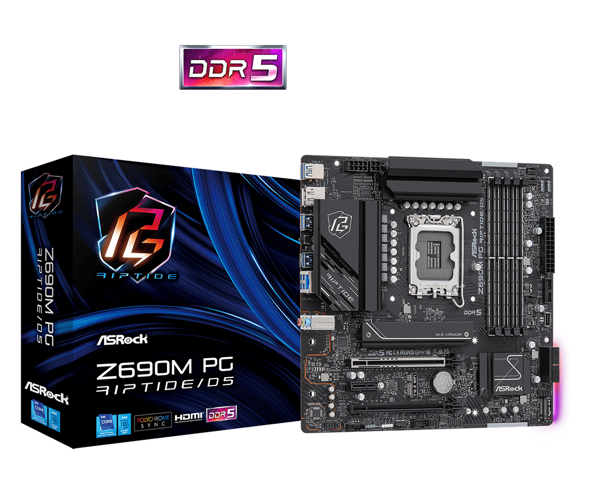 Asrock Z690M PG Riptide/D5 Intel 1700 DDR5 Micro ATX Motherboard