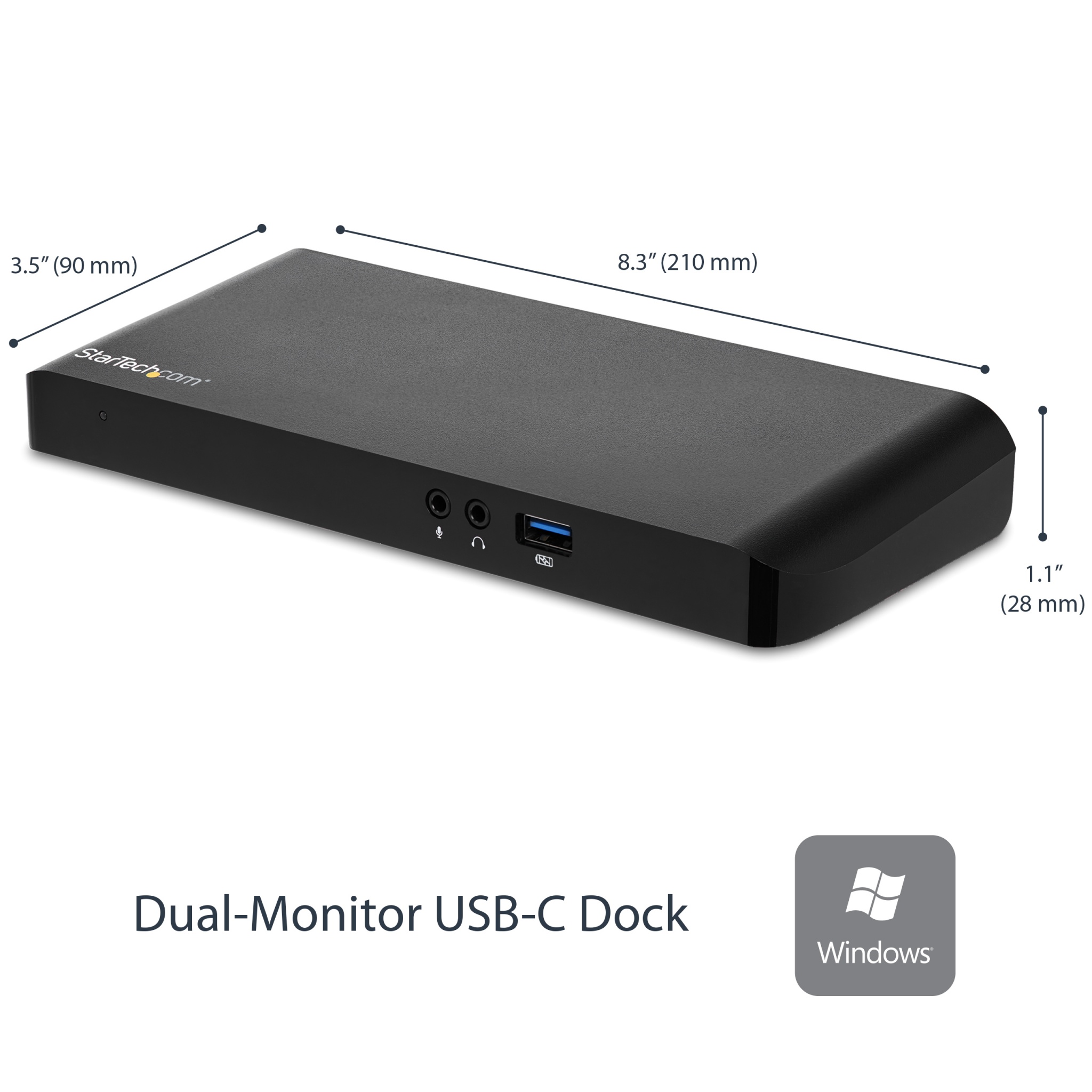 StarTech Dual Monitor USB-C Laptop Docking Station - Black