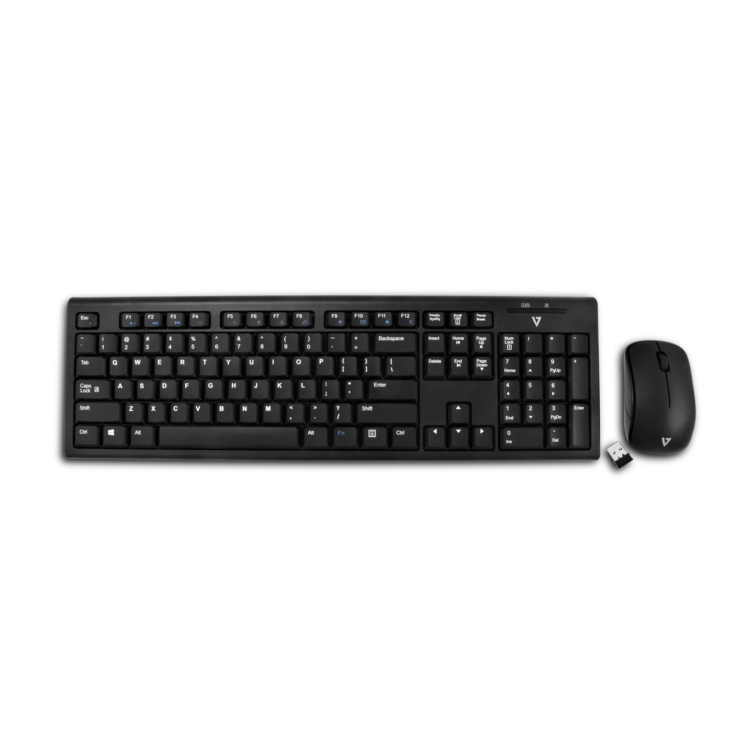 V7 CKW100 USB Wireless QWERTY Black Keyboard and Mouse Combo - UK Layout