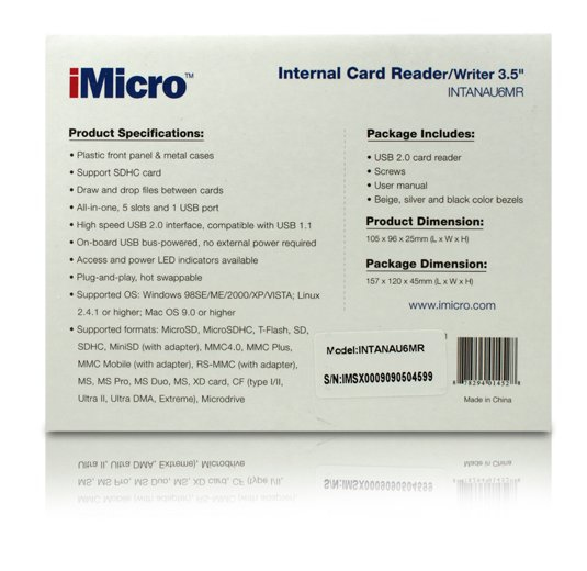 iMicro USB2.0 All-in-One Internal Card Reader - Black Metallic