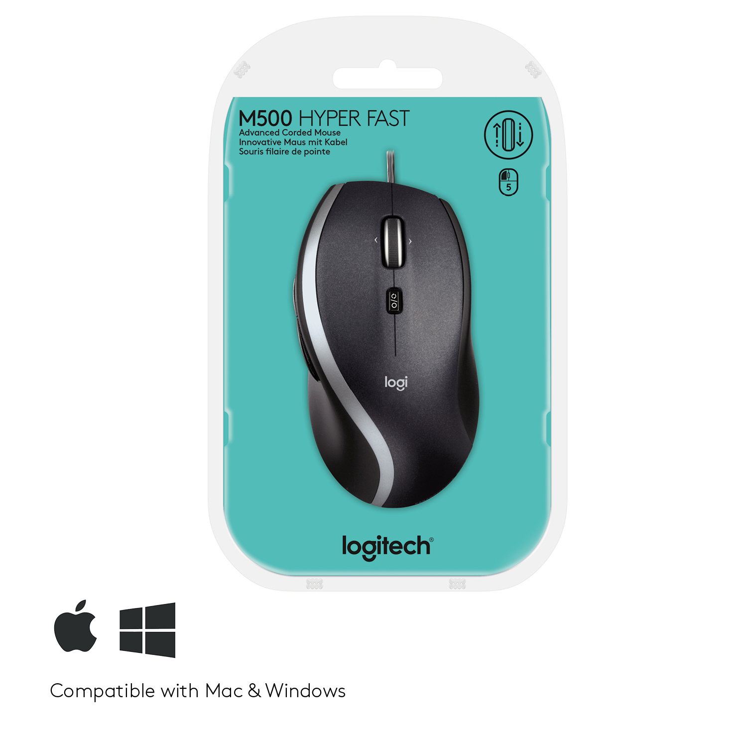 Logitech M500 Wired Laser Mouse - Black