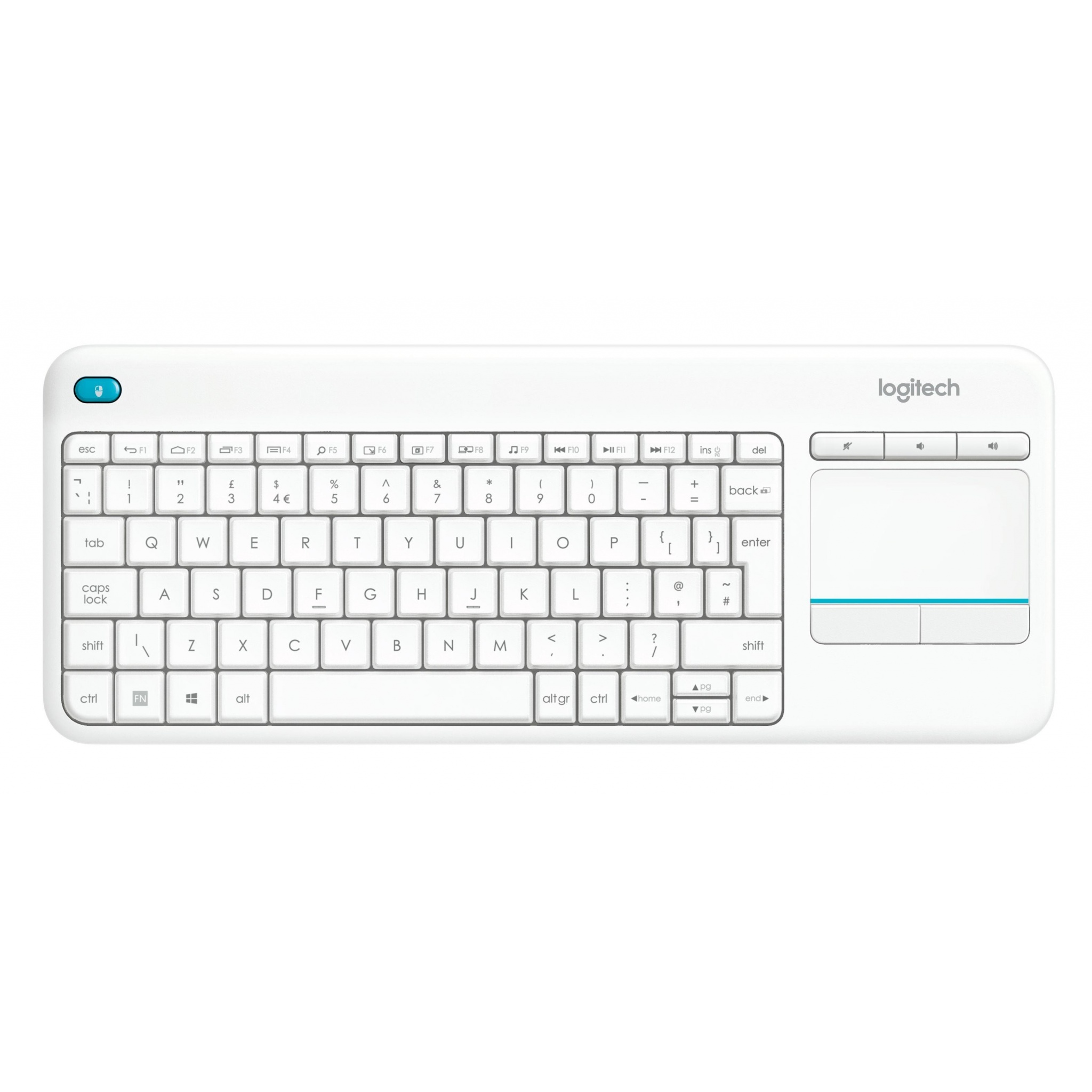 Logitech K400 Plus Wireless Touch Keyboard - French Layout - White