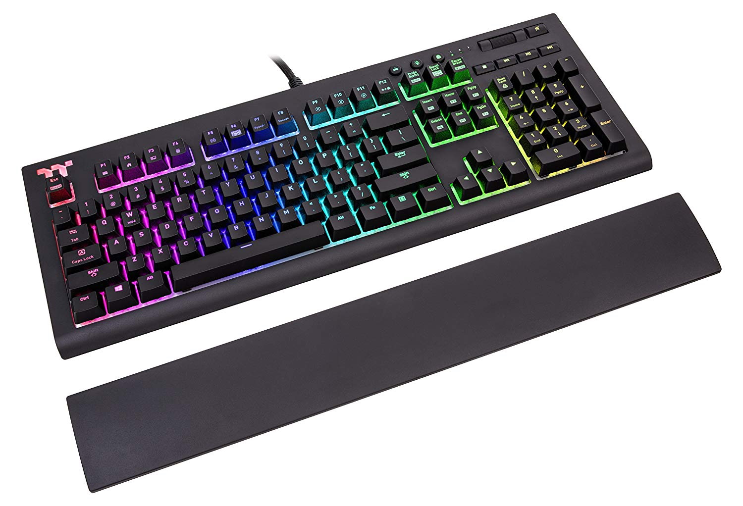 Thermaltake Premium X1 RGB Wired Gaming Keyboard w/Magnetic Wrist Rest ...