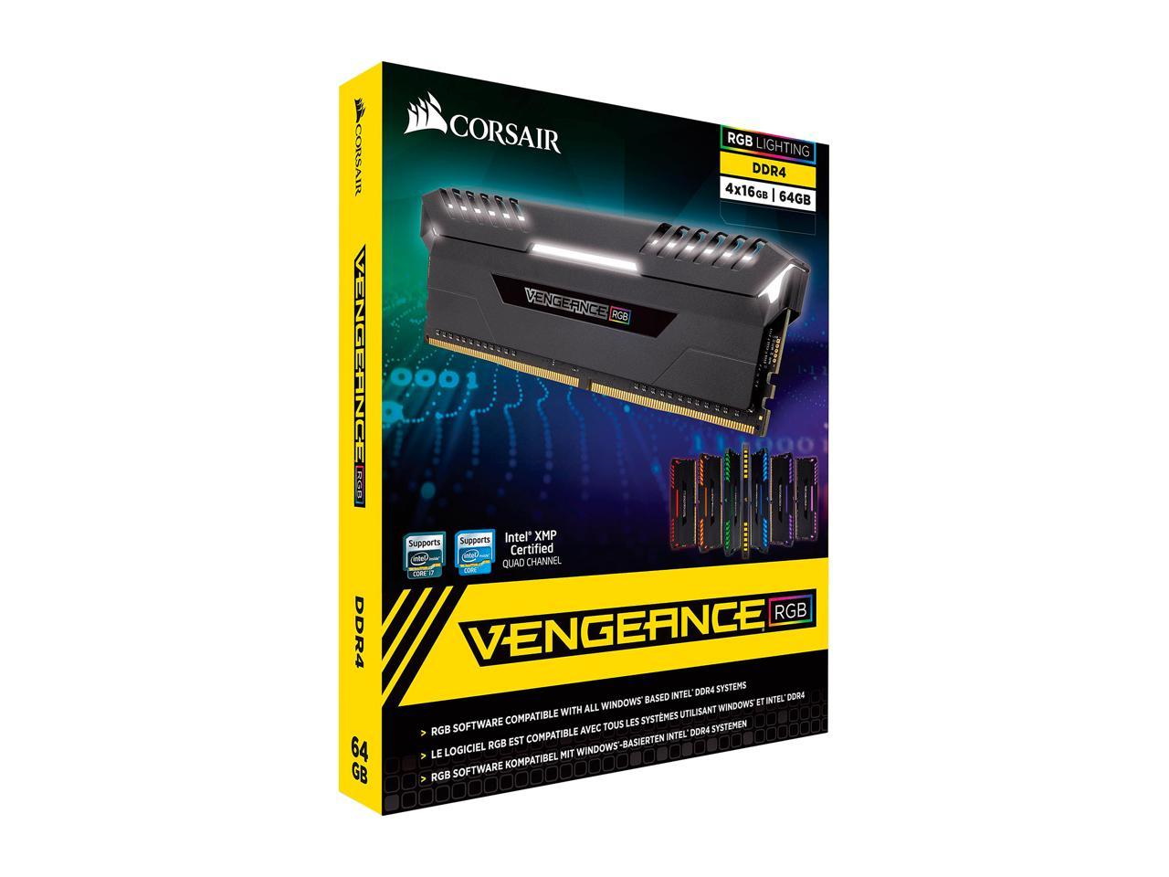 64GB Corsair Vengeance RGB DDR4 3333MHz CL16 Quad Channel Kit (4x 16GB)