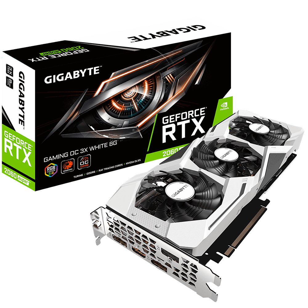 Gigabyte GeForce RTX 2060 Super Gaming OC 3X White RGB 80 mm Triple Fan ...