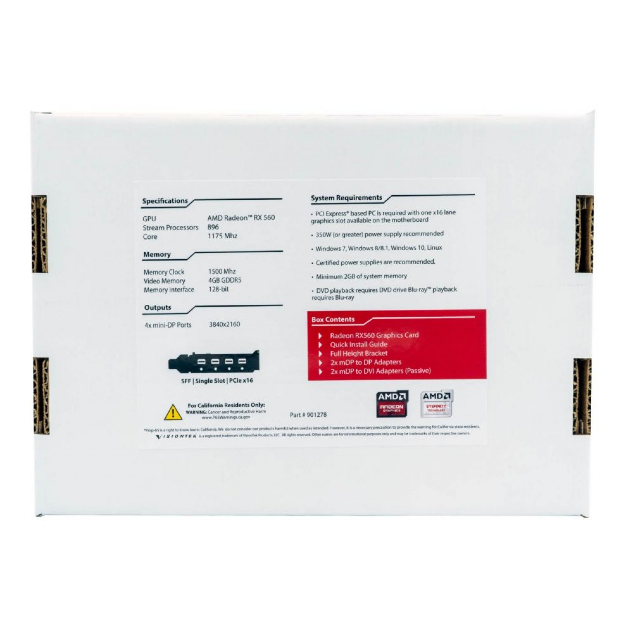 VisionTek RX 560 4M AMD Radeon RX 4GB GDDR5 Graphics Card