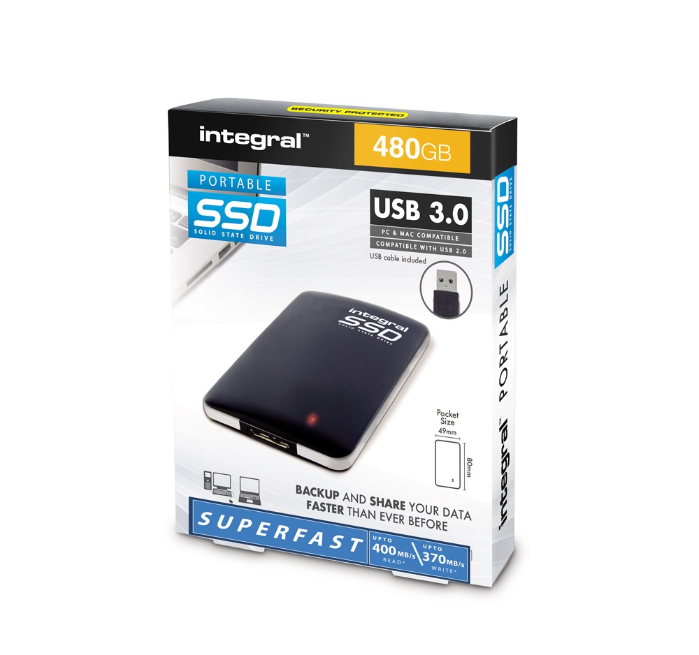 480GB Integral USB3.0 Pocket-Sized Portable SSD External Storage Drive