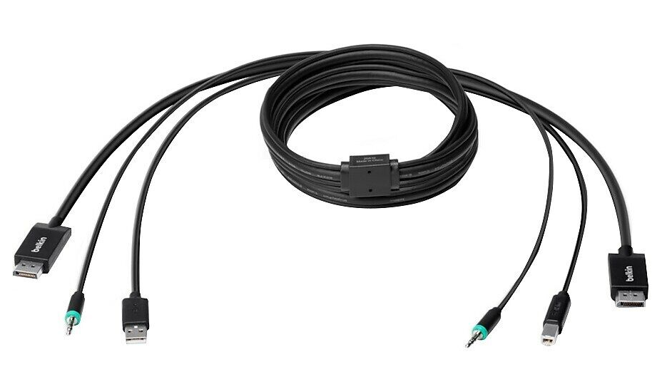 6FT Belkin Secure DisplayPort Stereo Mini Jack Male To DisplayPort USB ...