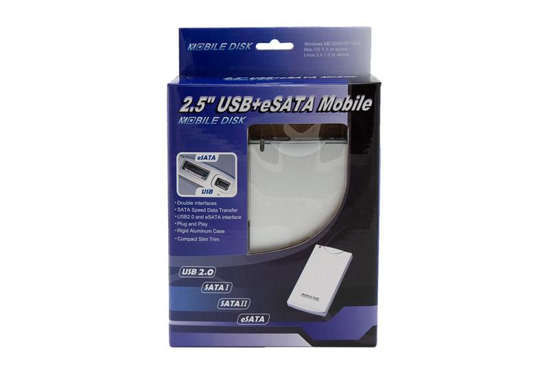 NEON 2.5" External SATA HDD Enclosure (USB + eSATA interface) Silver ...