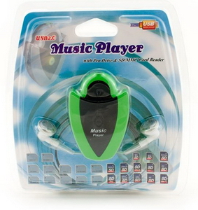NEON MP3 Music Player with SD/MMC slot (Green/Black) w/USB cable and ...