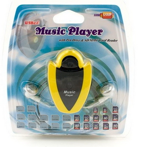 NEON MP3 Music Player with SD/MMC slot (Yellow/Black) w/USB cable and ...