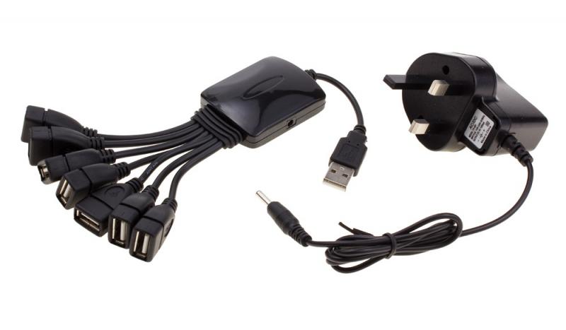 7-port USB Hub - USB2.0 - Octopus Design with power supply