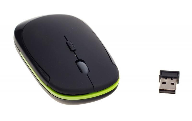 NEON Wireless Optical Mouse USB Dual-button with scroll-wheel Black/Green