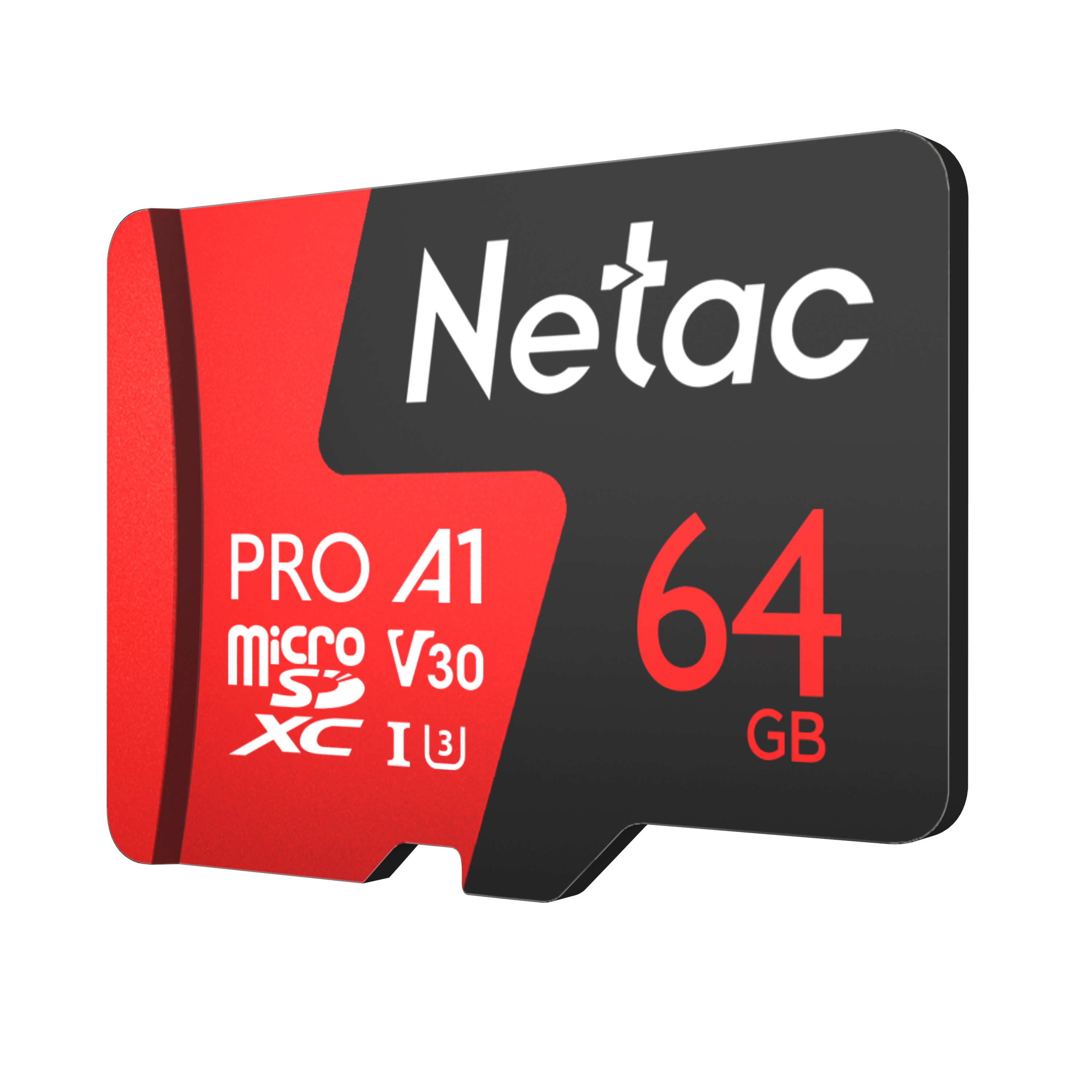 64GB Netac P500 Pro microSDXC CL10 UHS-I U3 V30 A1 Memory Card w/ SD ...