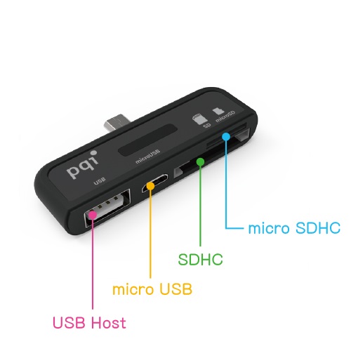 PQI Connect 209 Smartphone and Tablet USB Card Reader and USB Hub